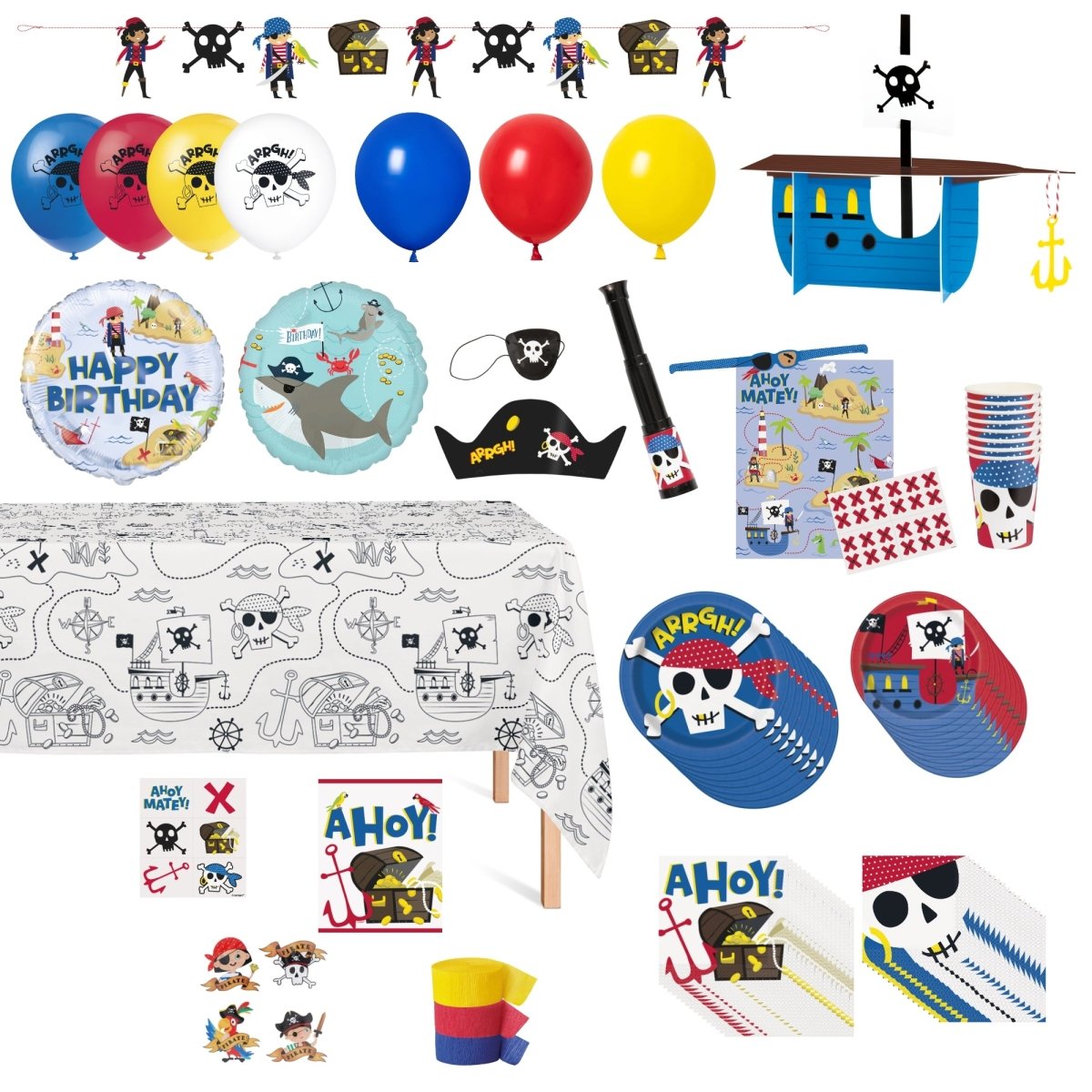 Ahoy Pirate Ultimate Birthday Party Supplies Kit | Party Supplies ...