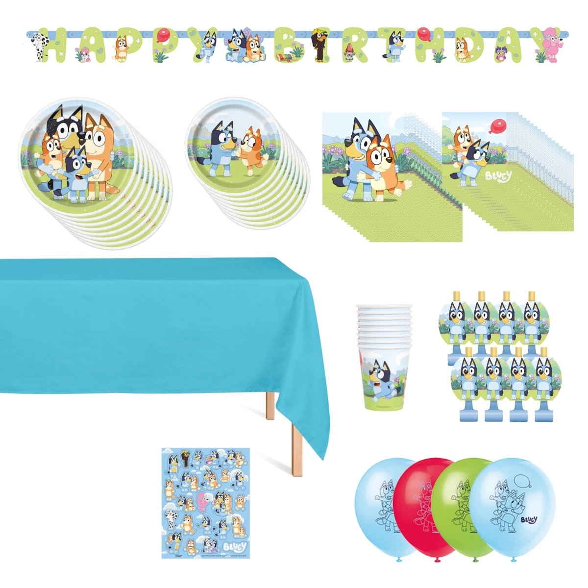 Bluey Standard Birthday Party Supplies Kit, 8 Guests | Party Expert