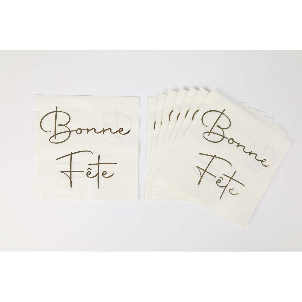 White "Bonne Fête" Large Lunch Napkins, 16 Count | Party Expert