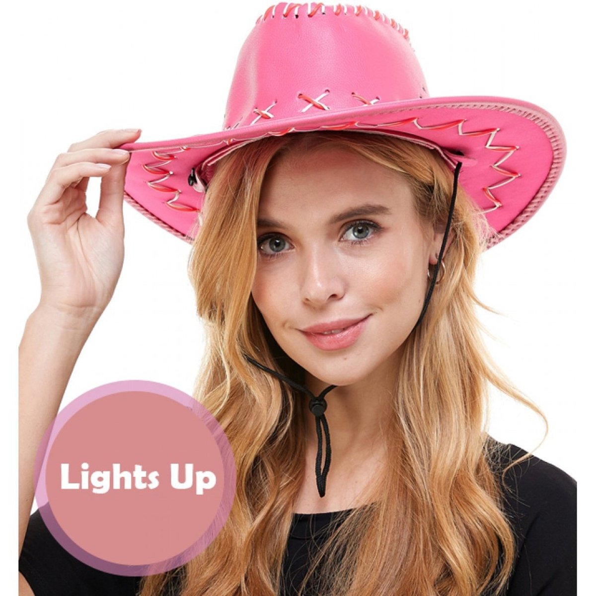 Light-Up Pink Cowboy Hat for Adults | Party Expert