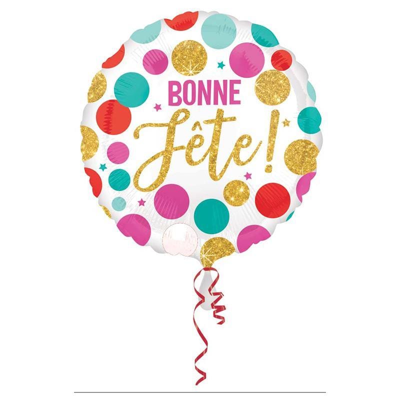 Pink, Gold And Teal Bonne Fête Balloon, 18 In | Party Expert
