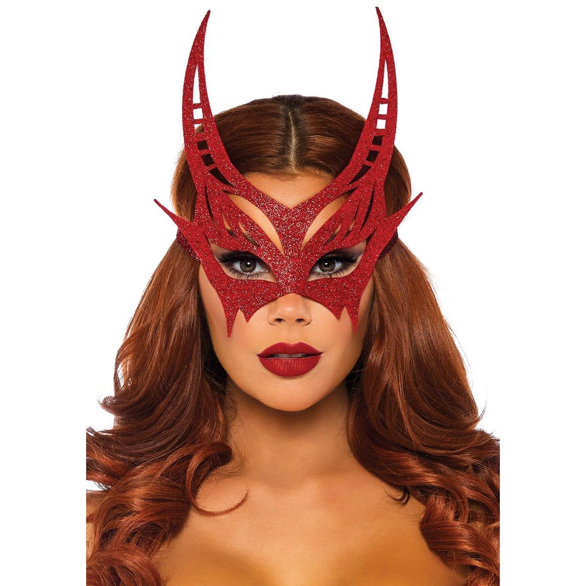 Red Glitter Devil Mask | Party Expert