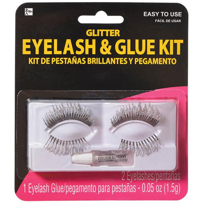 Glitter Fake Eyelashes & Glue Kit | Party Expert