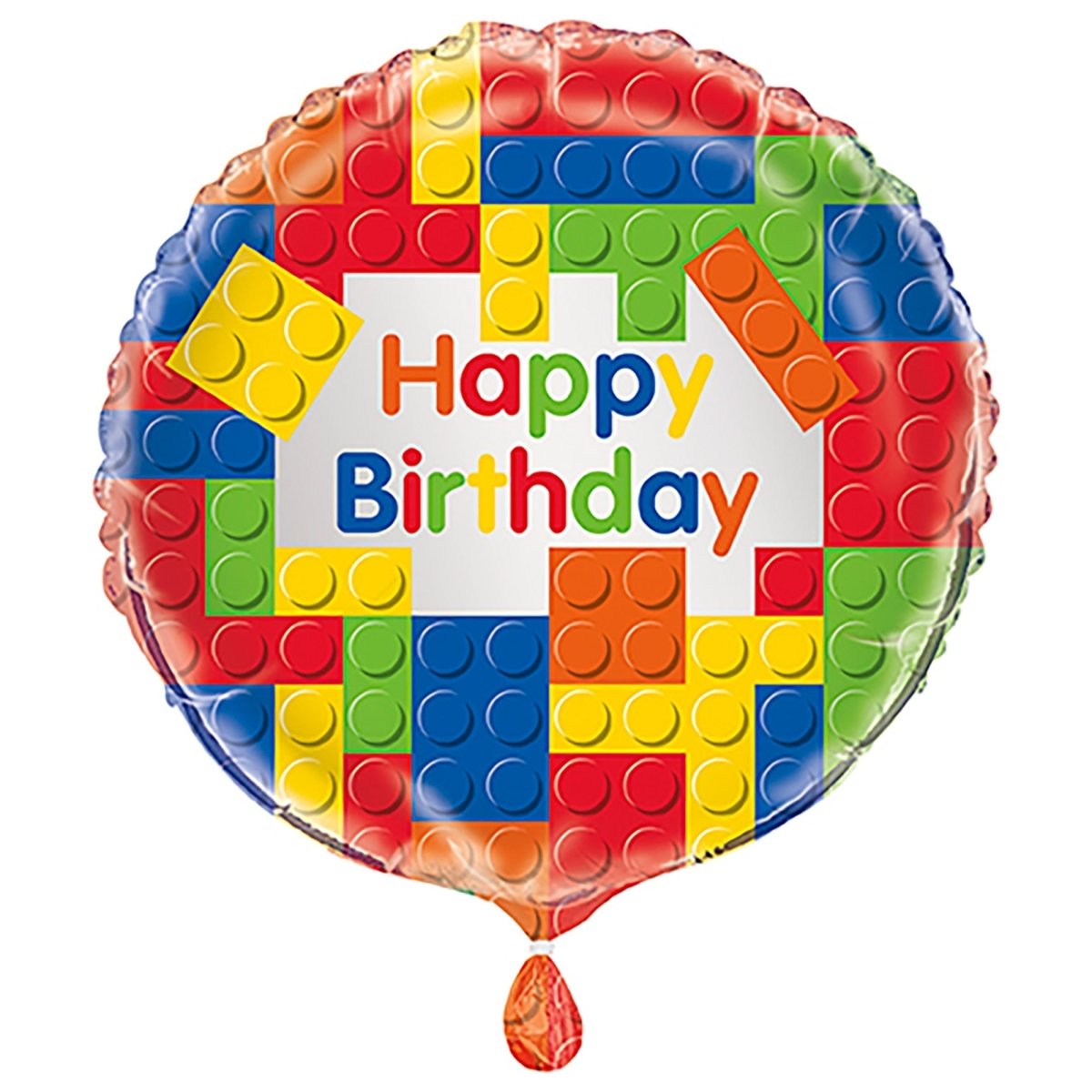 Block Birthday Round Foil Balloon, 18 Inches, 1 Count | Party Expert