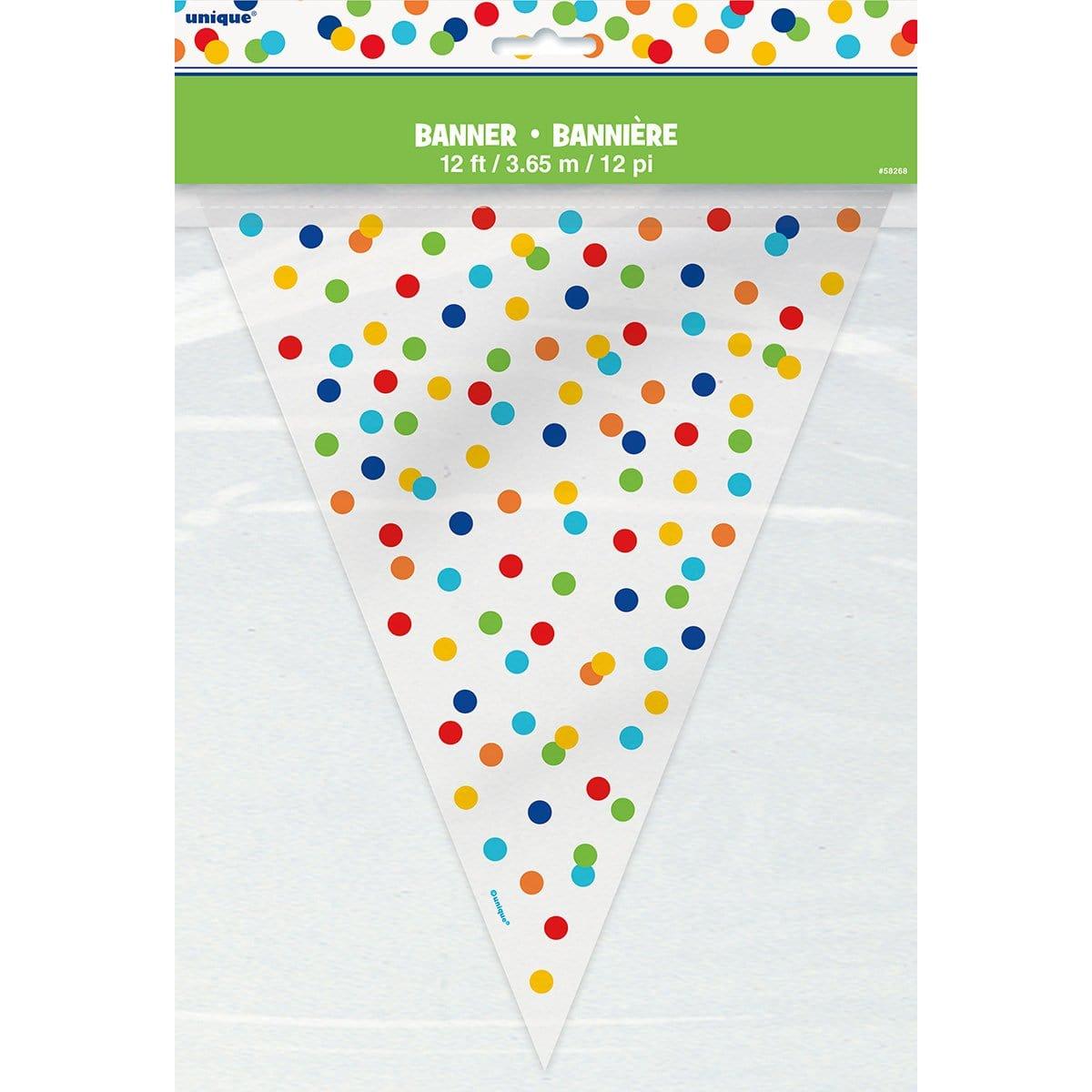 Rainbow Polka Dots Flag Banner, 144 Inches, 1 Count | Party Expert