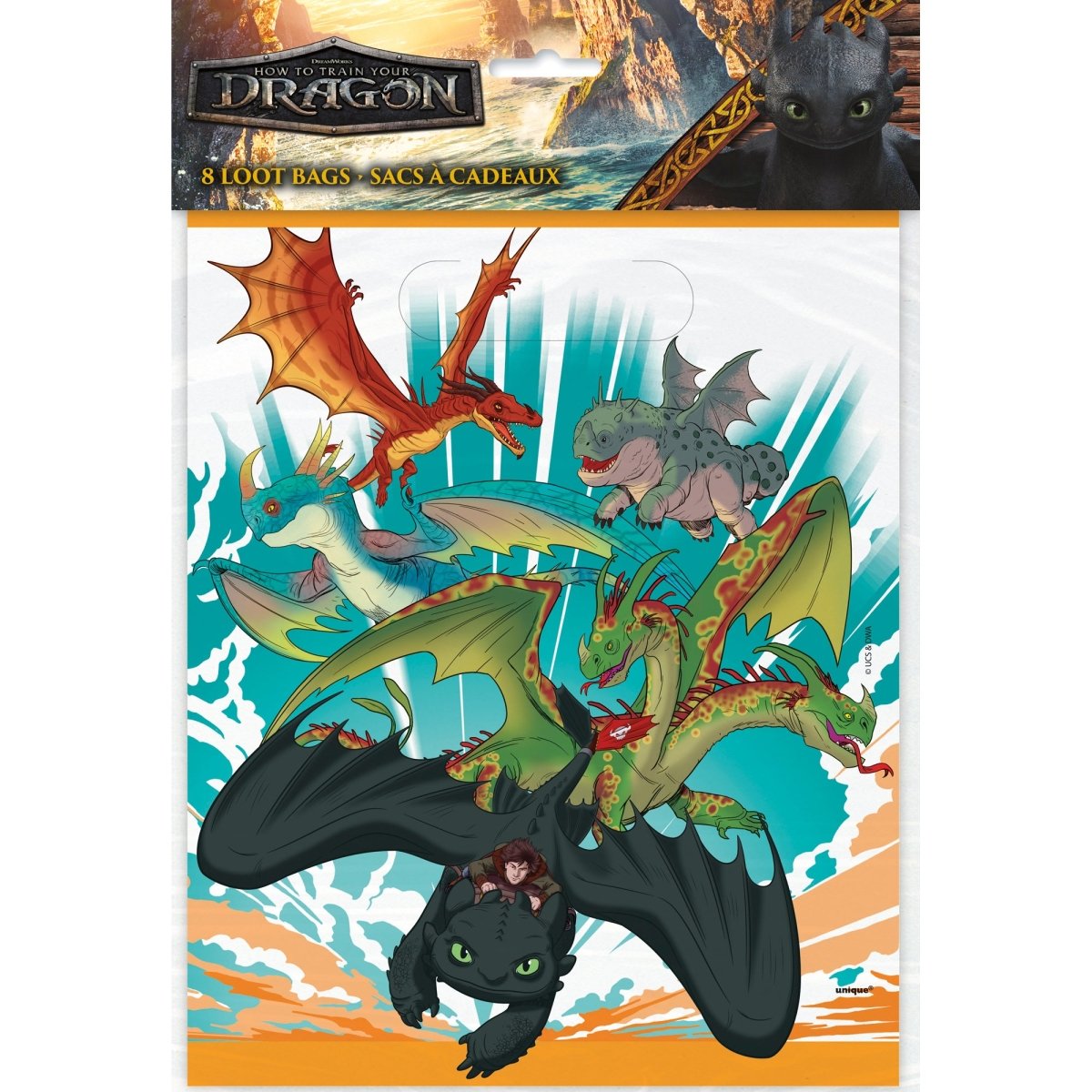 How to Train your Dragon Loot Bags, 8 Count | Party Expert