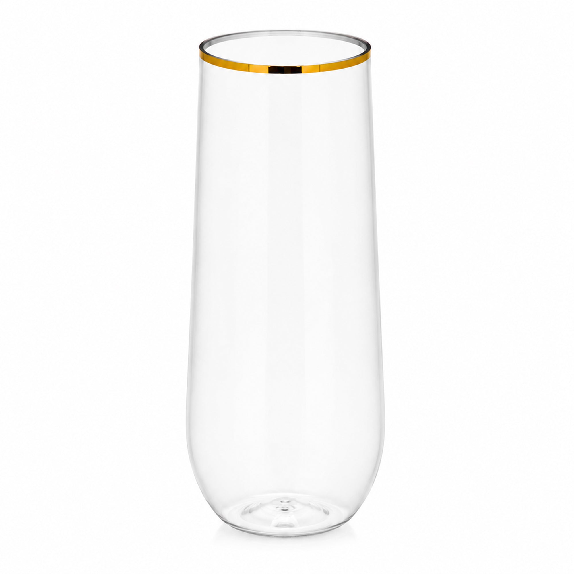 Stemless Fluted Plastic Glasses with Gold Rim, 9 Oz, 6 Count – Party Expert