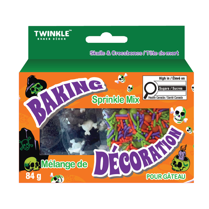 Boxed Sprinkle Mix Skull and Crossbones, 84g | Party Expert