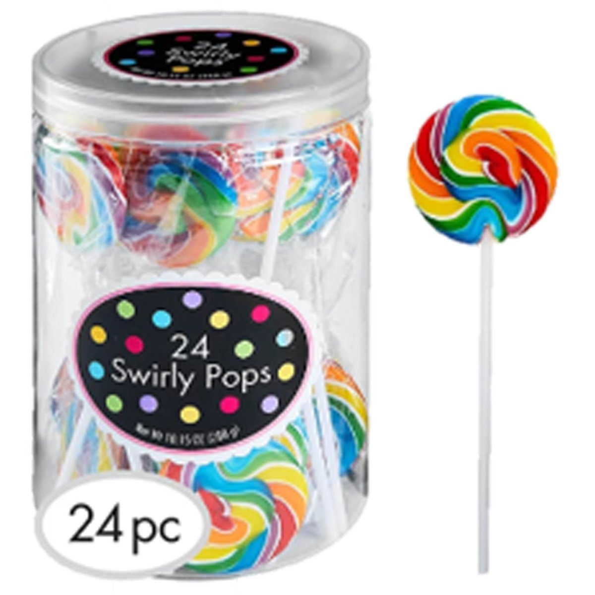 Rainbow Twirly Pops Lollipops, 24 Count | Party Expert