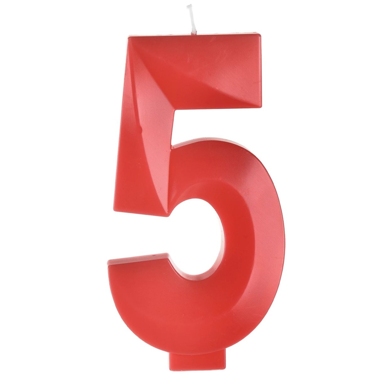 Red Number 5 Birthday Facet Candle, 1 Count | Party Supplies – Party Expert