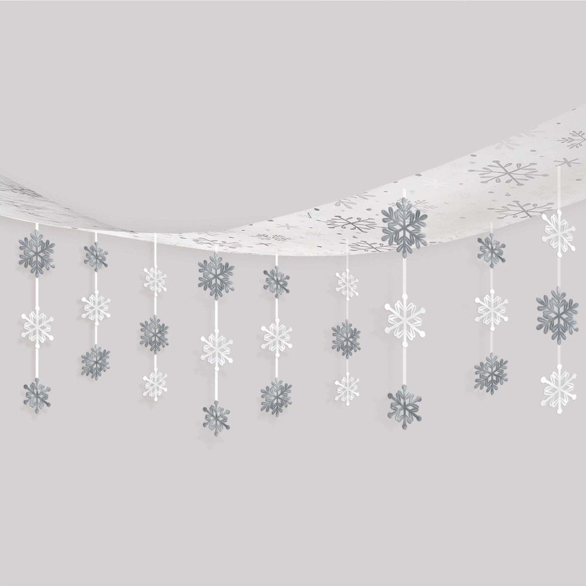 Hanging White & Silver Snowflake Ceiling Decoration | Party Expert
