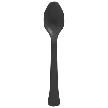 Jet Black Plastic Spoons, 20 Count | Party Expert