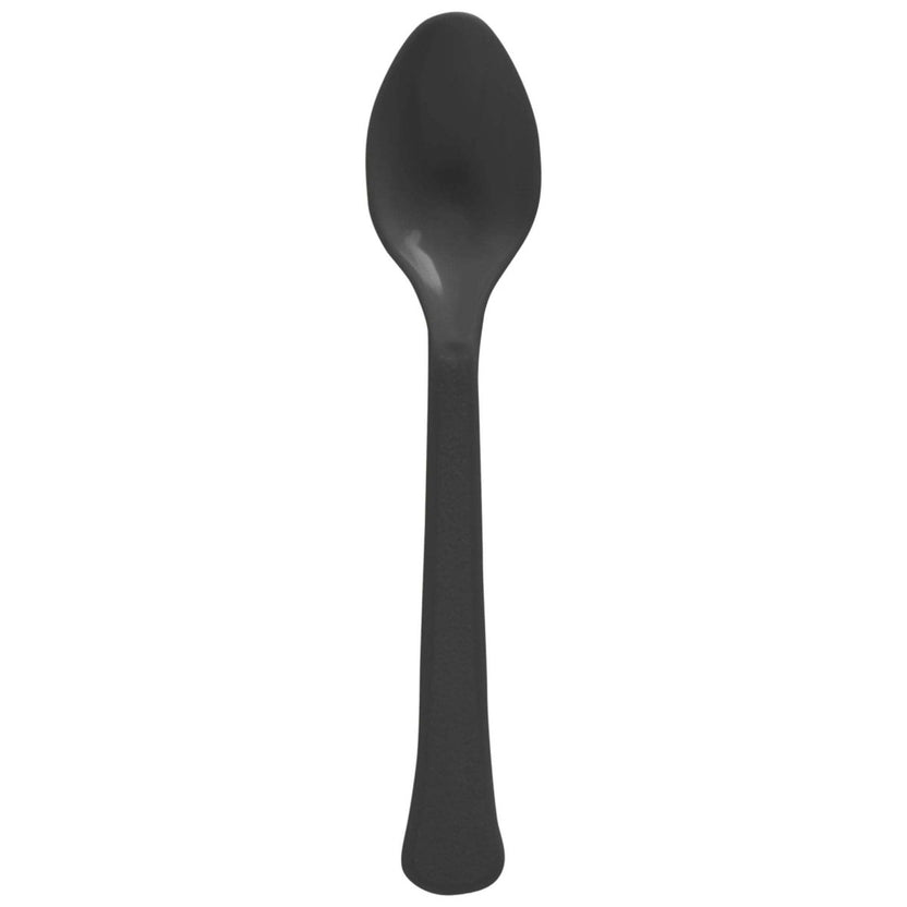 Jet Black Plastic Spoons, 20 Count | Party Expert