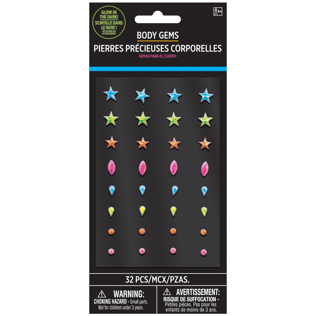 Let's Glow Crazy Body Gems, 32 Count | Party Supplies – Party Expert