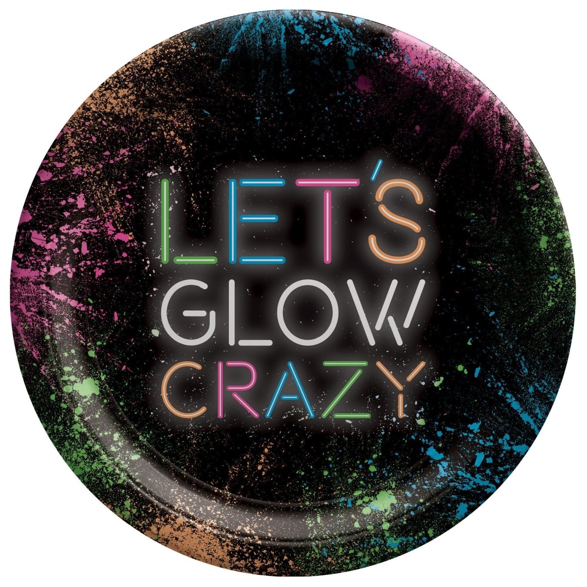 Let's Glow Crazy Large Round Lunch Paper Plates | Party Supplies ...