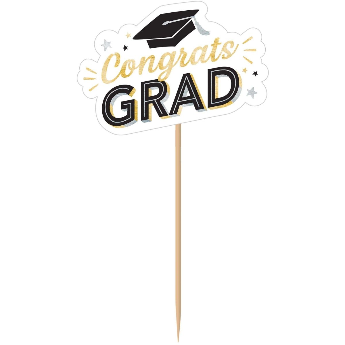 Congrats Grad Graduation Cupcake Picks, 6 Count | Party Expert