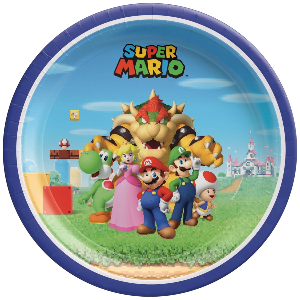 Super Mario Bros Small Round Dessert Paper Plates | Party Supplies ...