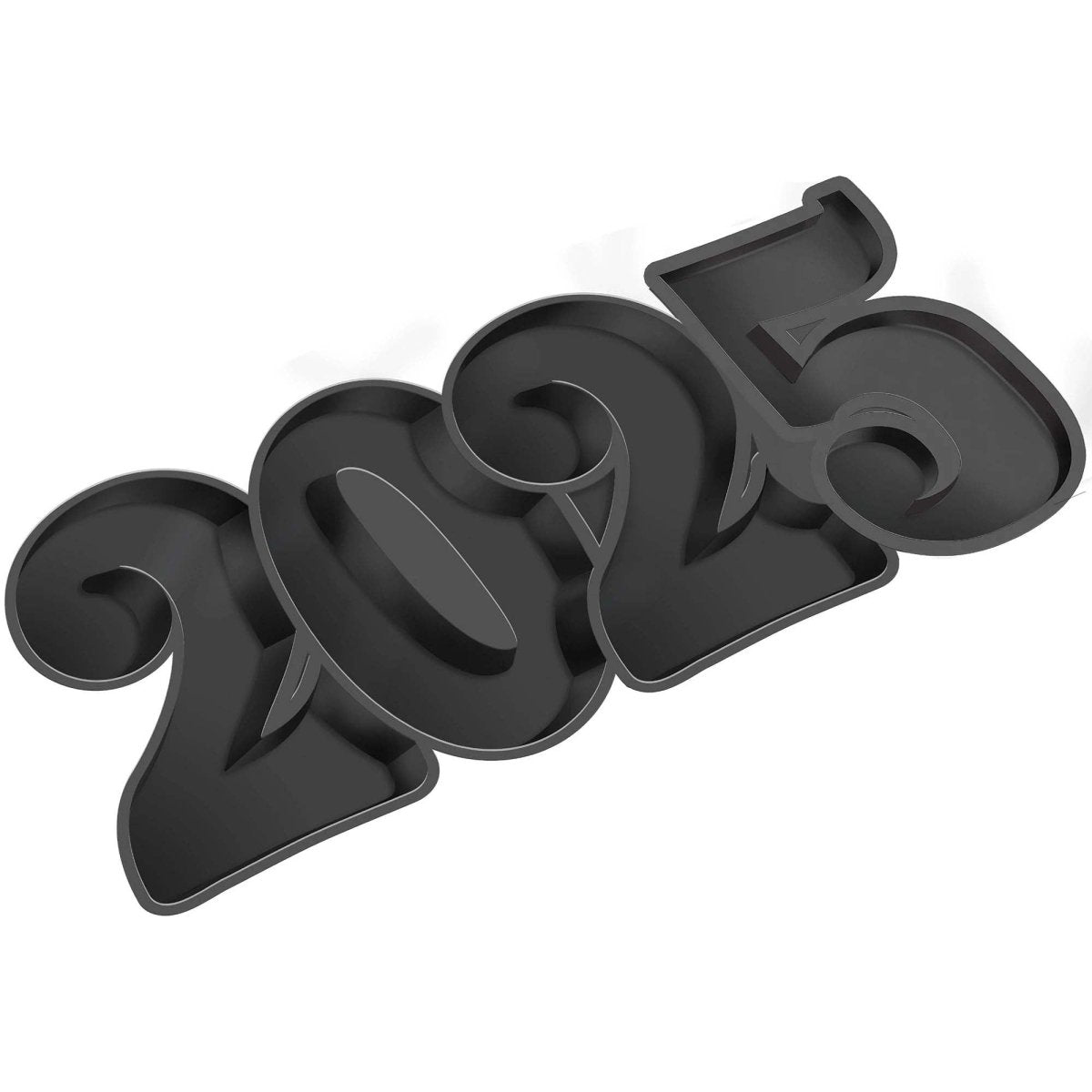 2025 New Year Black Plastic Tray, 9.5 x 18.5 Inches | Party Expert