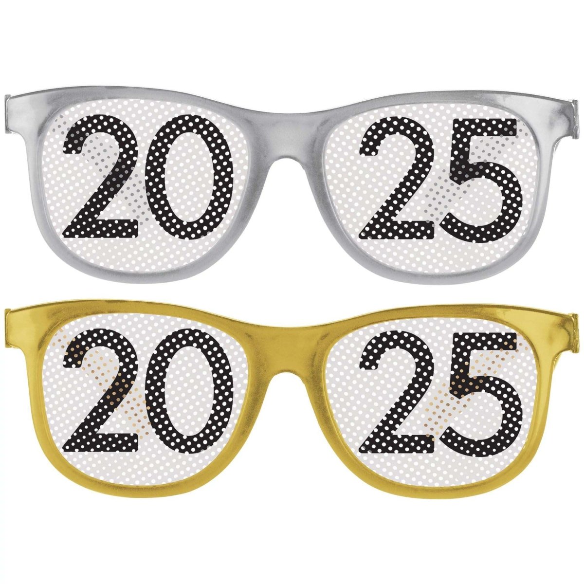 2025 New Year Glasses, Silver and Gold, 10 Count | Party Expert