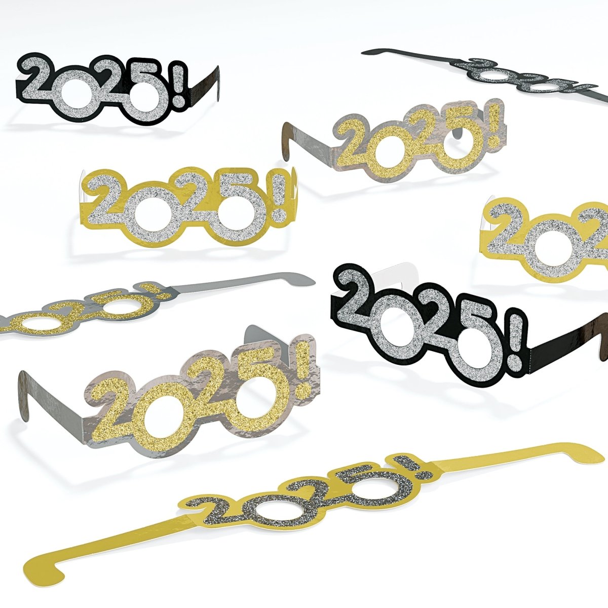 New Year 2025 Glitter Party Glasses, Gold and Silver | Party Expert