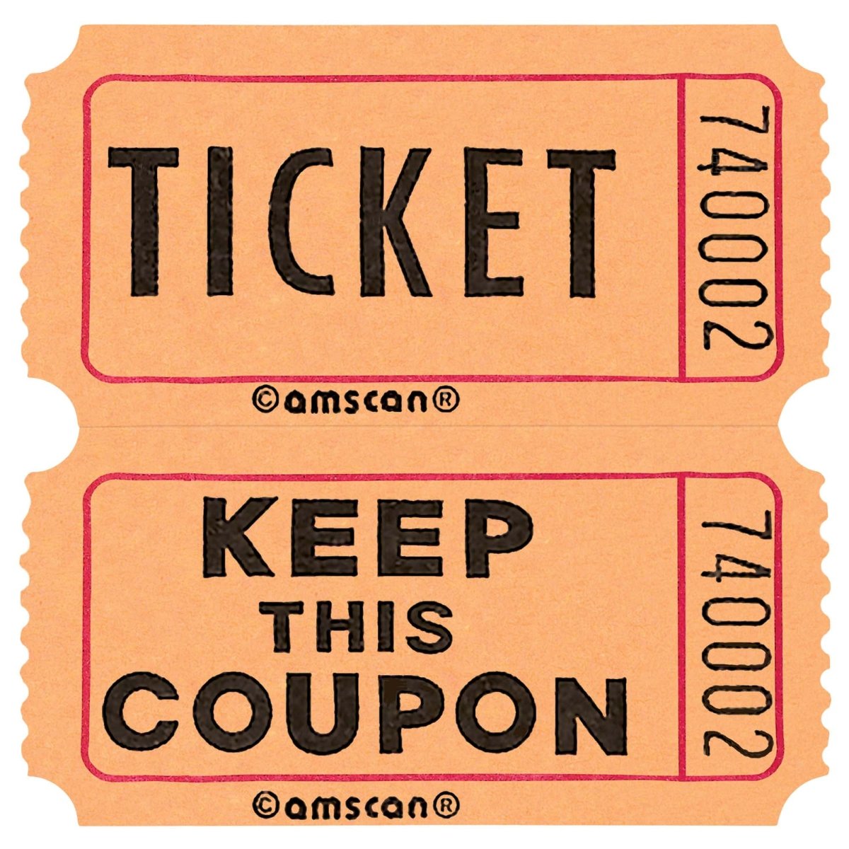 Double Ticket Roll, Orange, 2000 Count | Party Expert