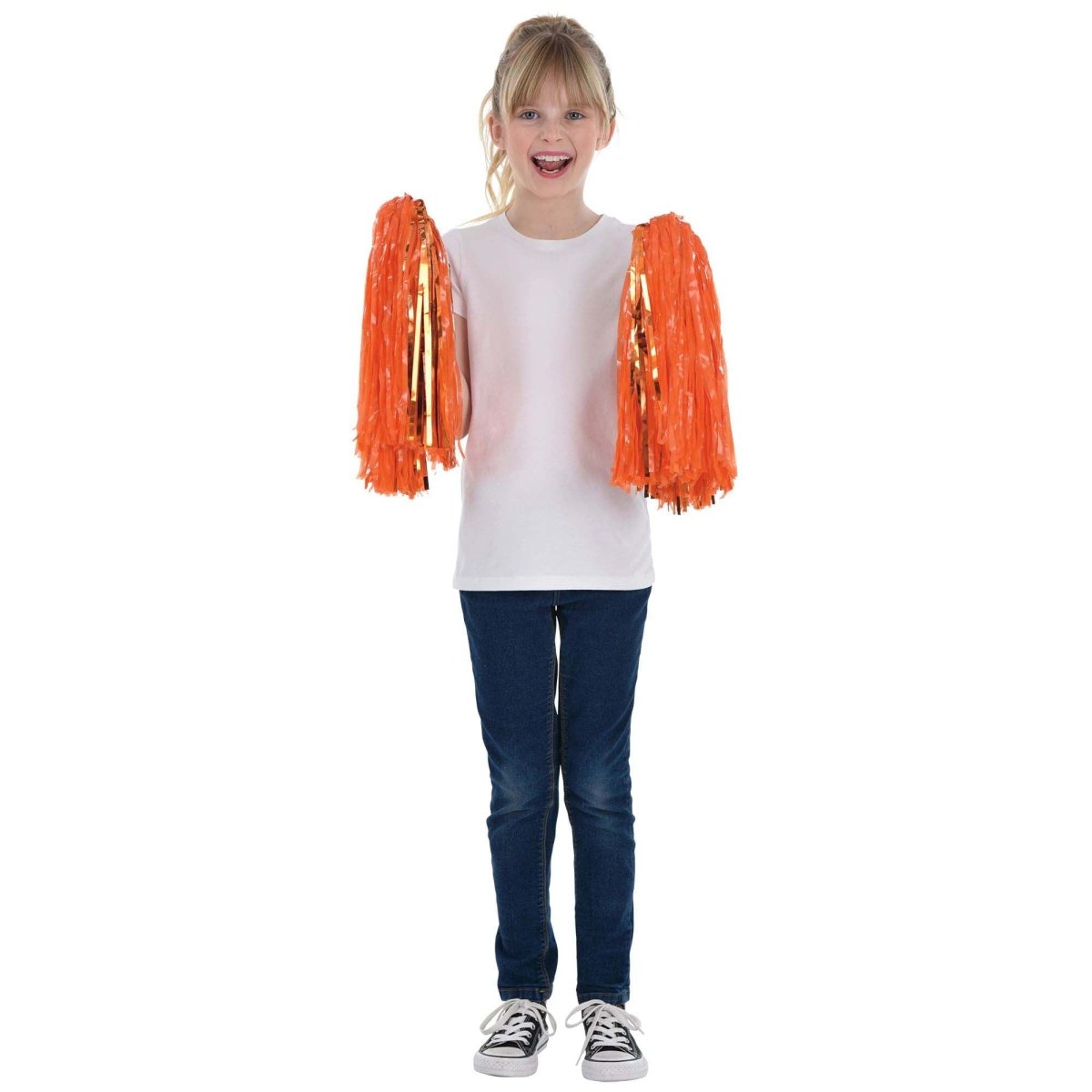 Orange Cheerleading Pom Poms, 2 Count | Party Expert