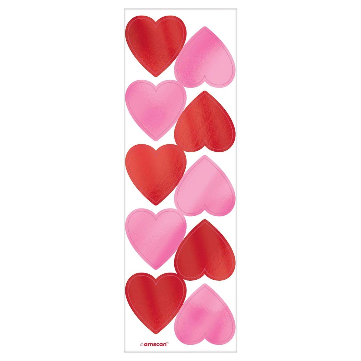 Valentine's Day Foil Heart Stickers, 6 Count | Party Expert