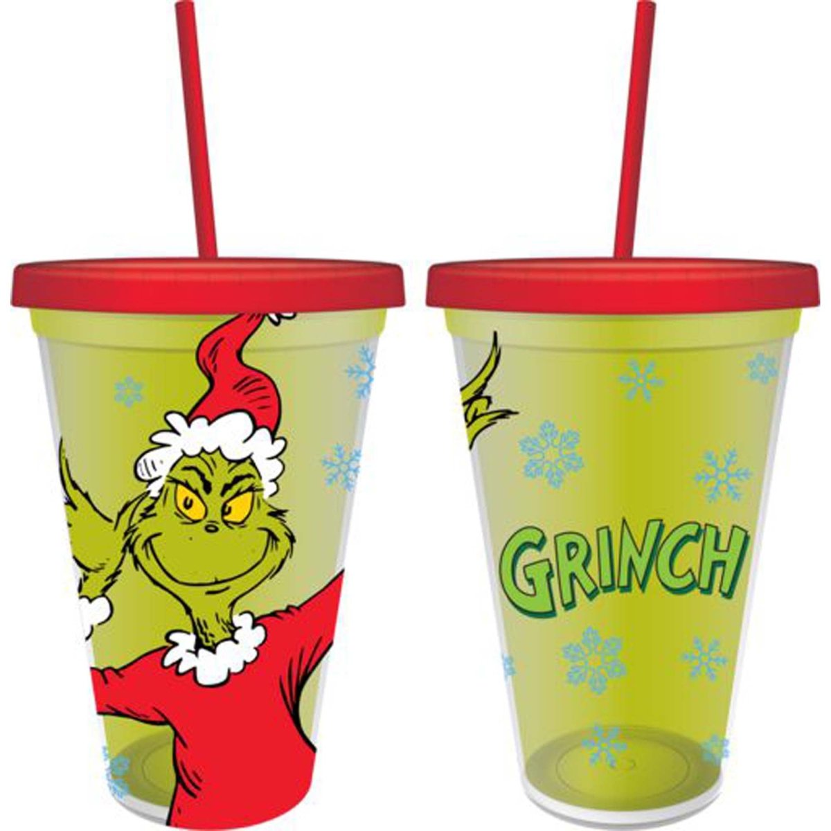 Santa Grinch Tumbler with Straw, The Grinch, 16 Oz | Party Expert