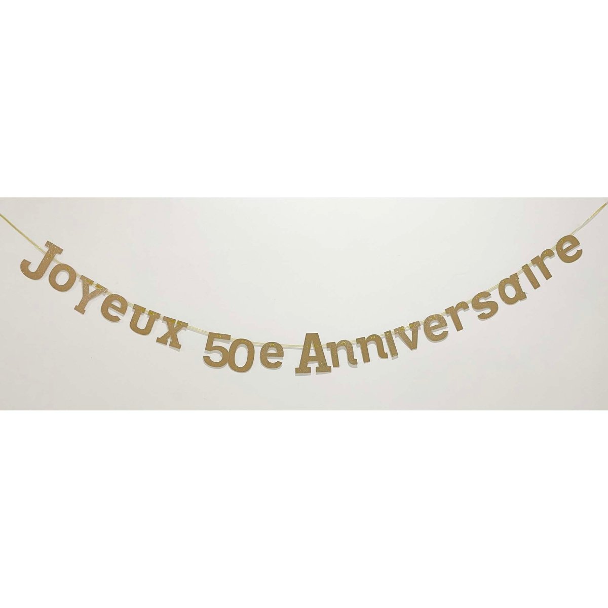 Gold "Joyeux 50e Anniversaire" Letter Banner, 94 Inches | Party Expert