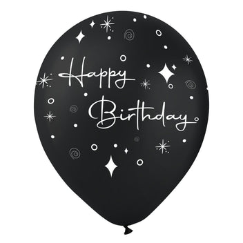 Black Happy Birthday Latex Balloons | Party Expert