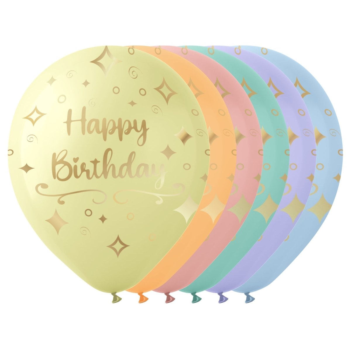 Macaroon Happy Birthday Latex Balloons, Gold | Party Expert