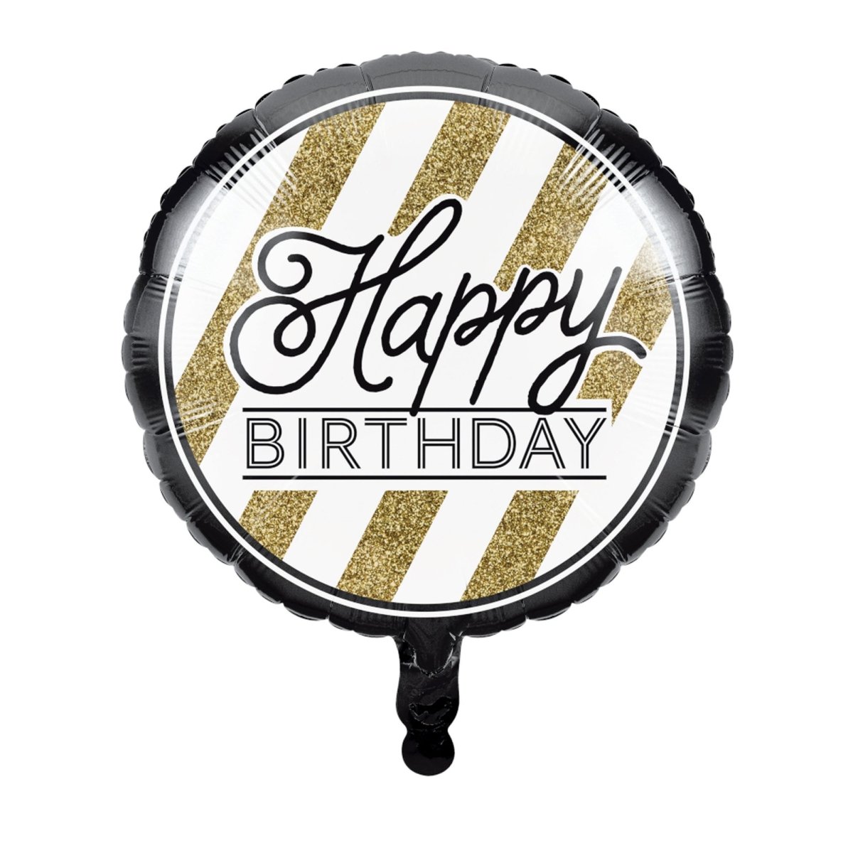 Black and Gold Happy Birthday Foil Round Balloon | Party Expert