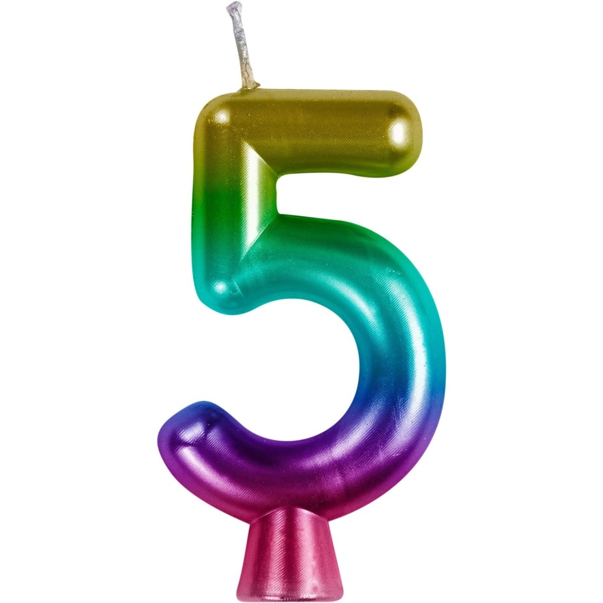 Metallic Rainbow Number 5 Birthday Candle | Party Expert