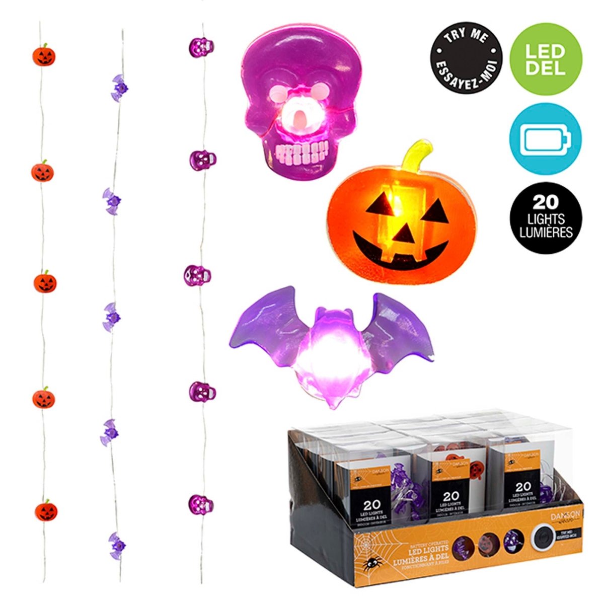 Halloween Reflector String LED Lights, Assortment | Party Expert