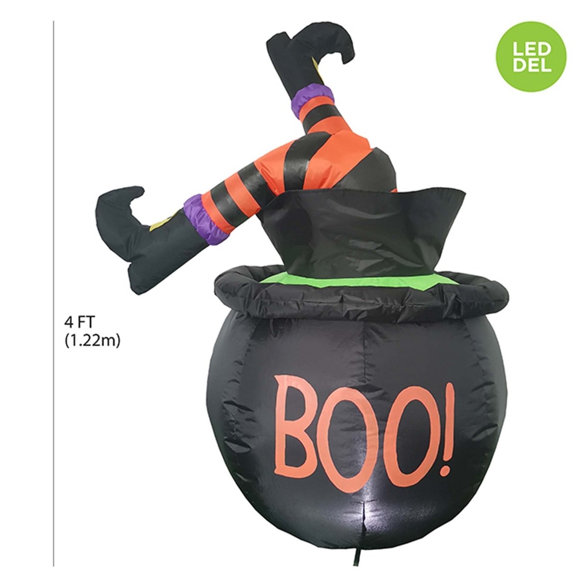 Inflatable Light-Up Witch Leg in Cauldron Decoration | Party Expert