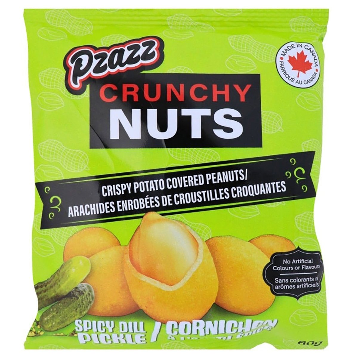 Pzazz Crunchy Nuts, Spicy Dill Pickle, 80 g, 1 Count | Party Expert