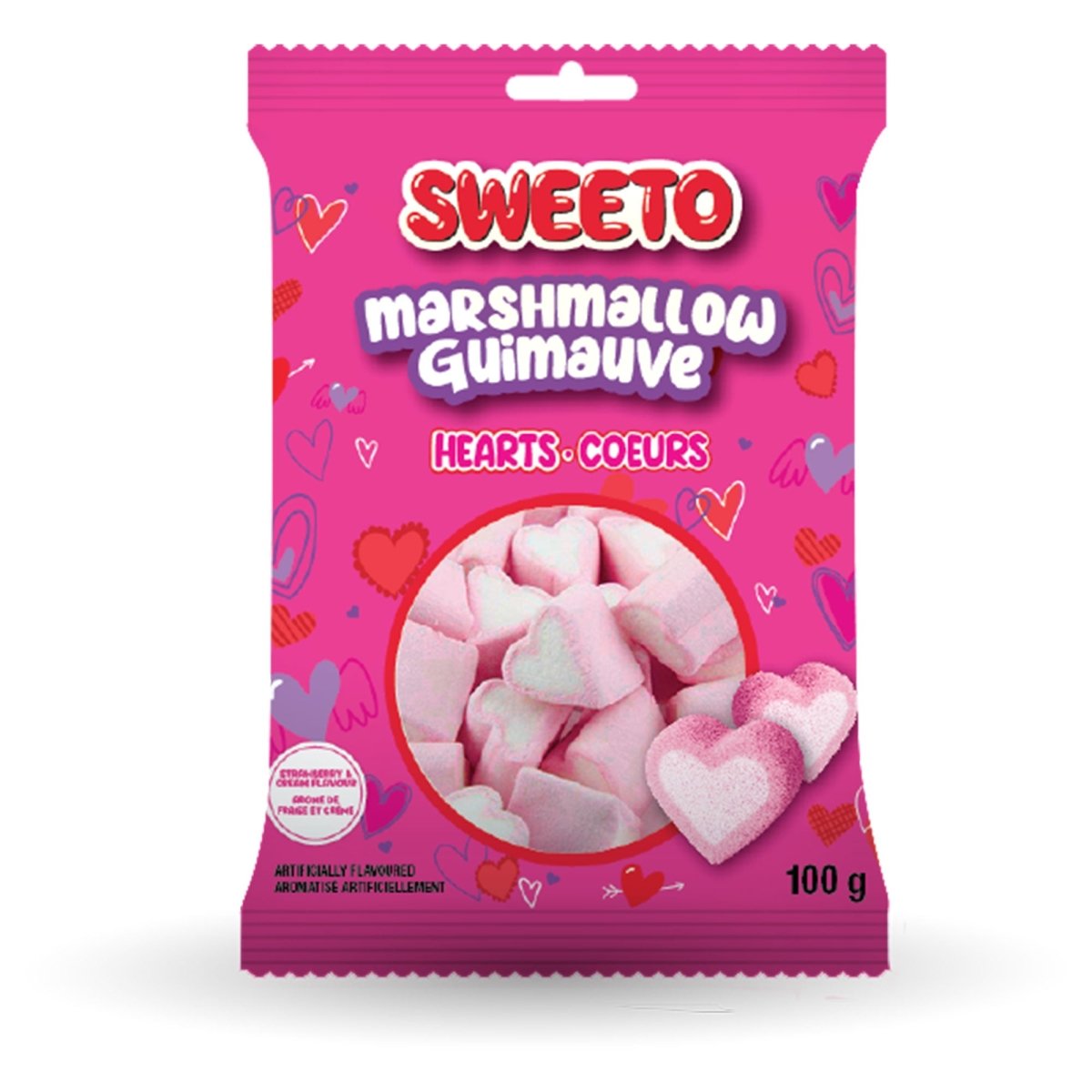 Sweeto Marshmallow Hearts, 100g, 1 Count | Party Expert