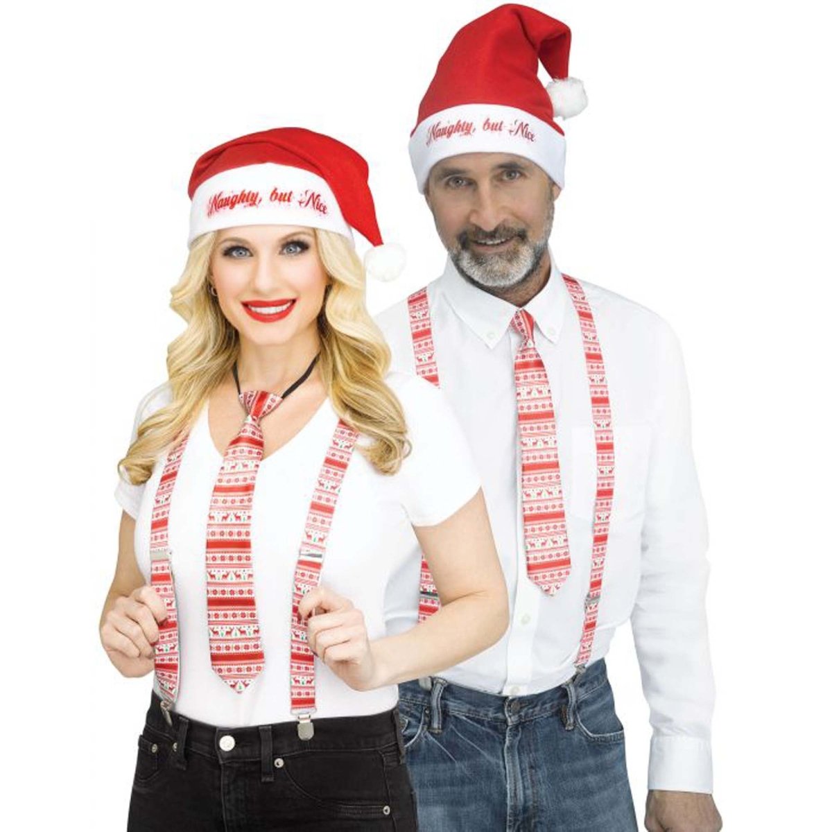 Red Suspender Set "Naughty but Nice" for Adults | Party Expert