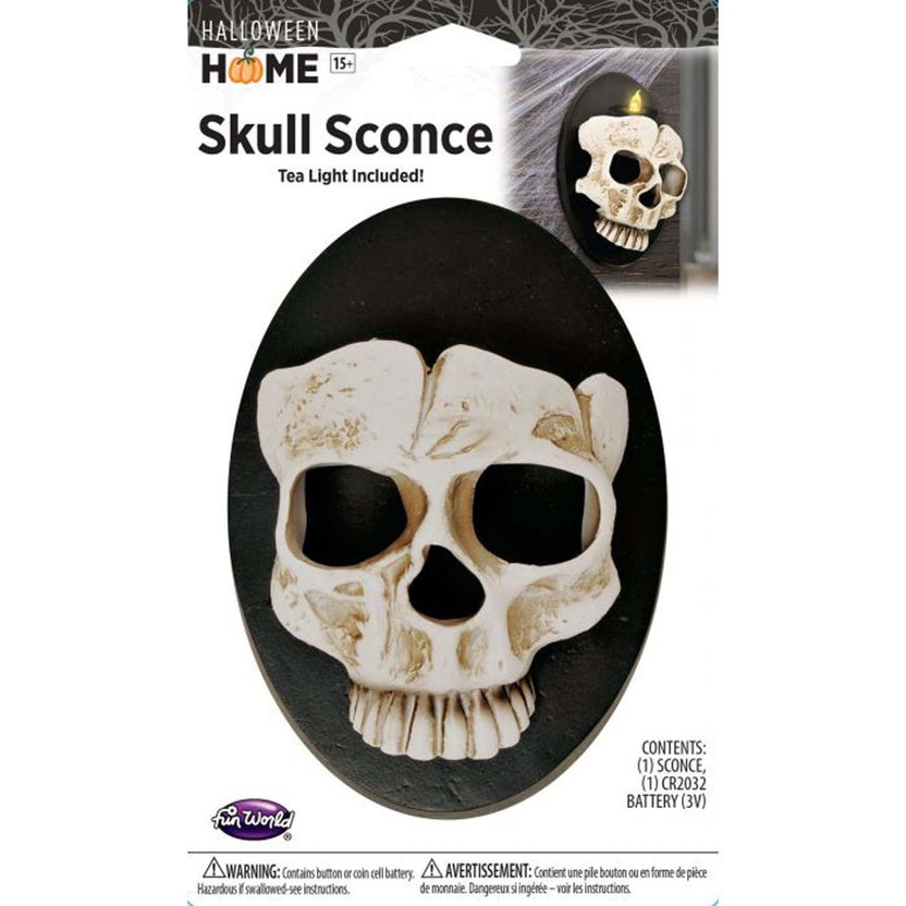 3D Skull Wall Sconce With Tea Light, 6 Inches, 1 Count | Party Expert