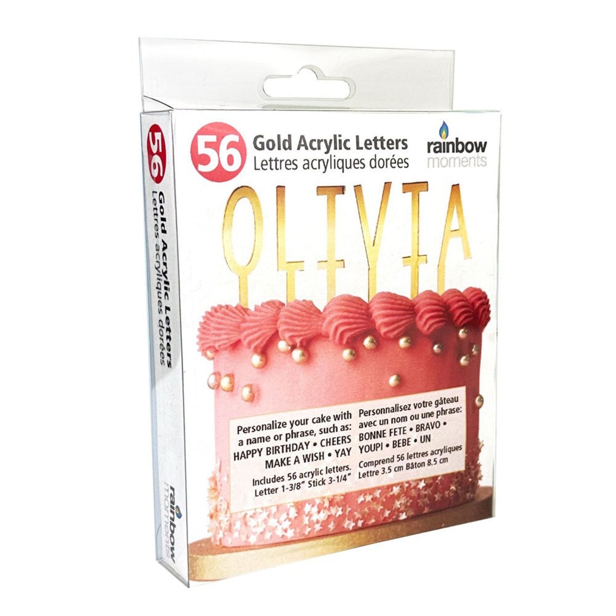 Gold Acrylic Letters Cake Topper Kit, 56 Count | Party Expert