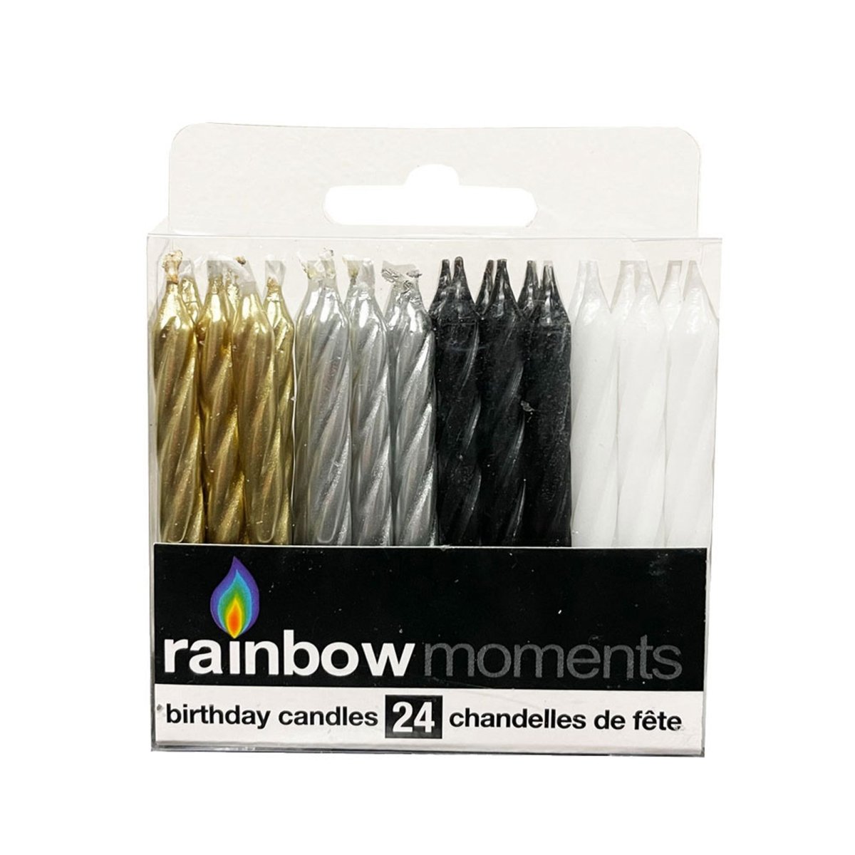 Gold, Silver, Black and White Glitter Spiral Cake Candles – Party Expert