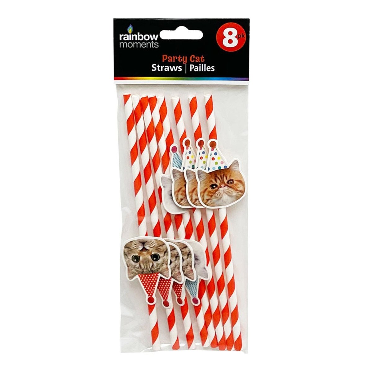 Party Cats Birthday Paper Straws, 8 Count | Party Expert