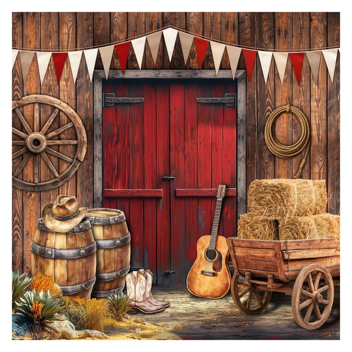 Western Yee Haw Scene Setter Backdrop | Party Expert