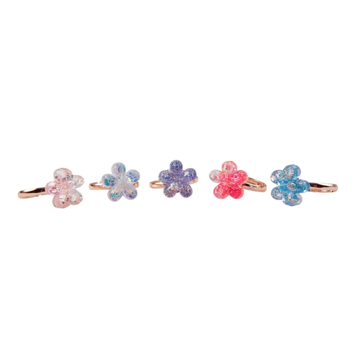 Boutique Shimmer Flower Ring Set, 5 Count | Party Expert