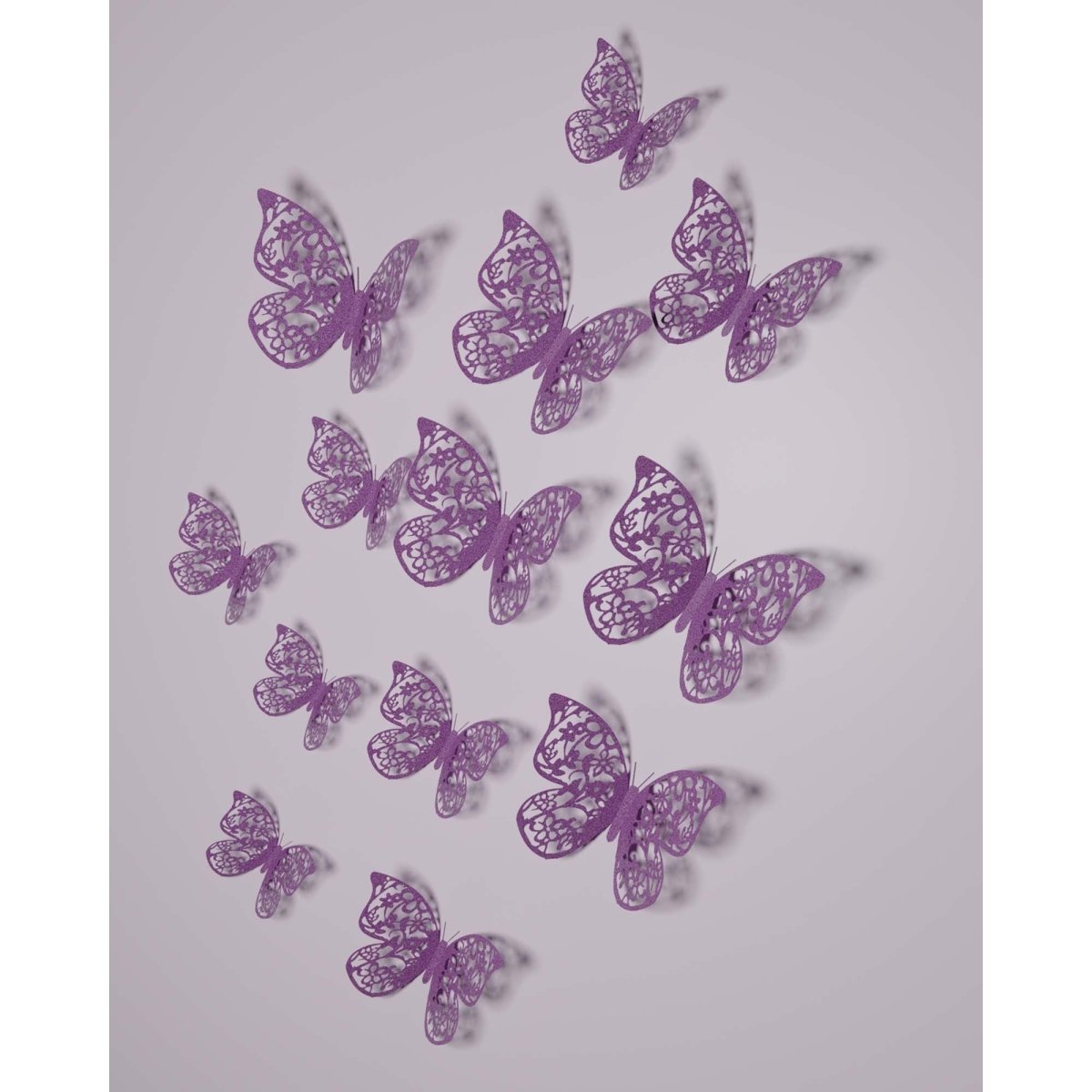 Purple 3D Butterfly Decorations, 12 Count | Party Expert