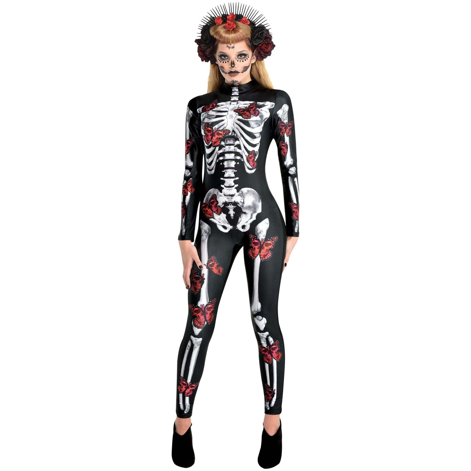 Day of the Dead Skeleton Catsuit for Adults | Party Expert