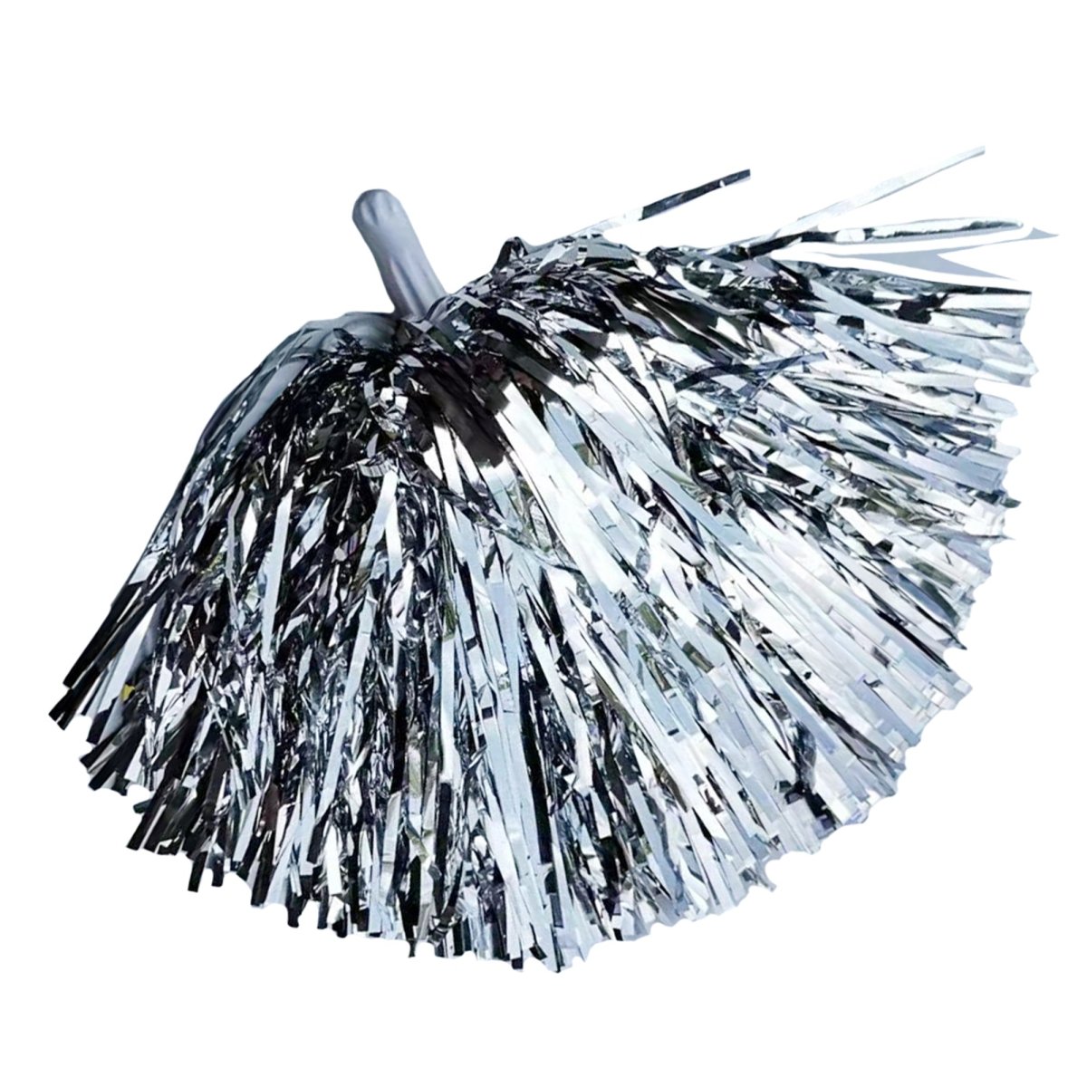 Cheerleading Pom Poms, Silver, 2 Count | Party Expert
