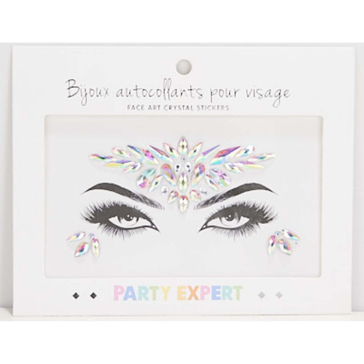 Iridescent Fantasy Face Art Crystal Stickers, 1count | Party Expert