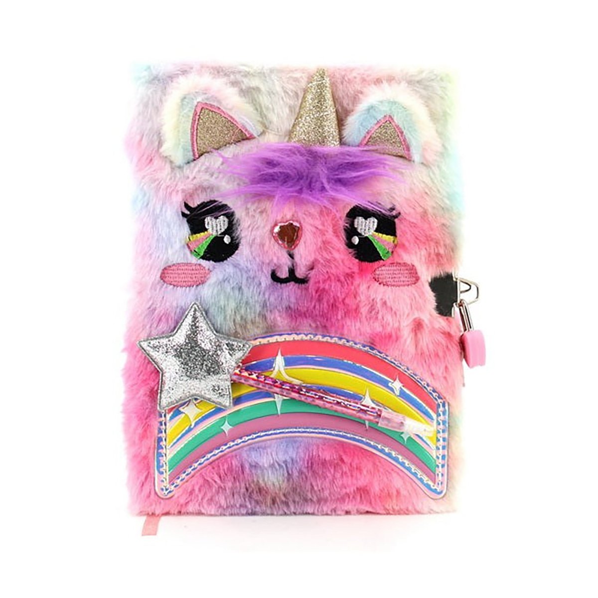 Rainbow Cat Unicorn Diary with Lock and Keys, 1 Count | Party Expert