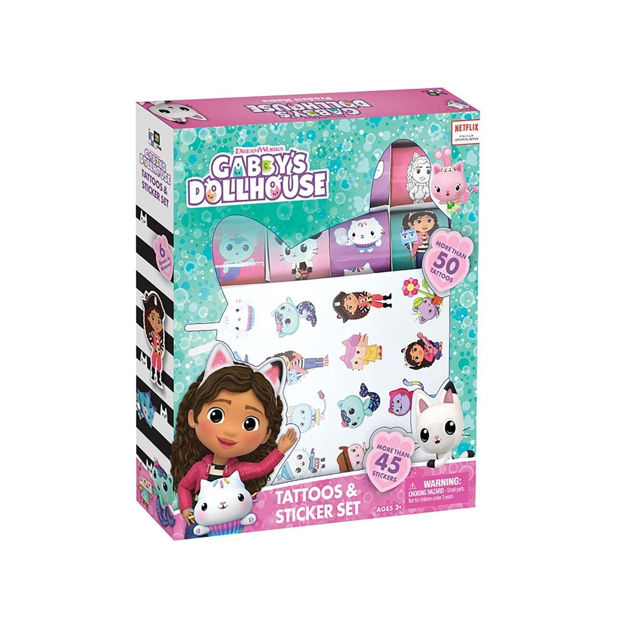 Gabby's Dollhouse Tattoos and Sticker Set, 1 Count | Party Expert